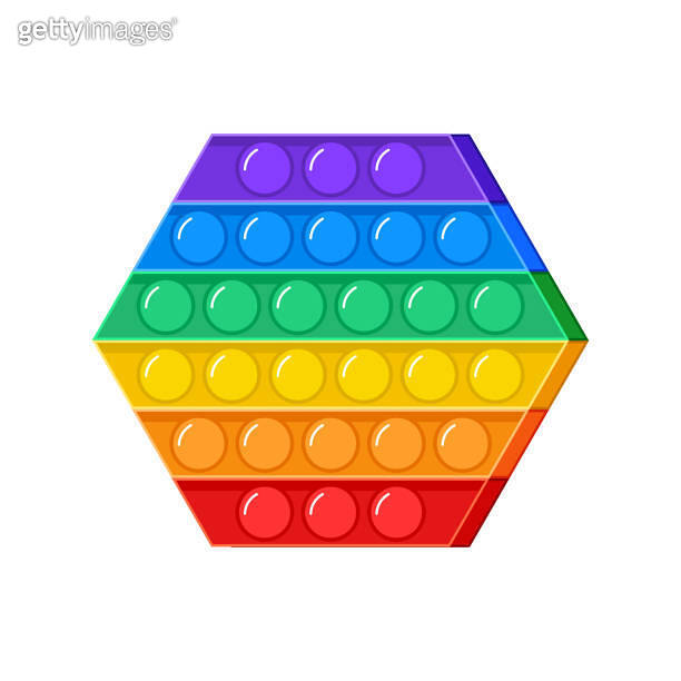 Popit vector toy, rainbow push bubbles, fidget icon, sensory game ...