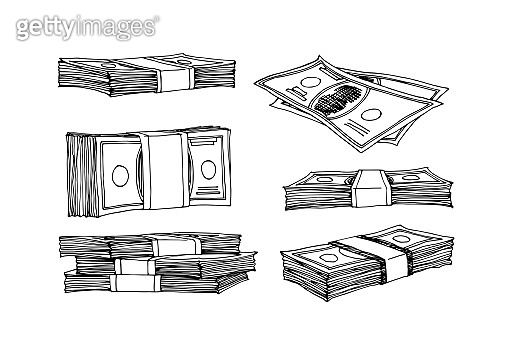 a set of paper money, a stack of banknotes, a symbol of wealth, bucks ...