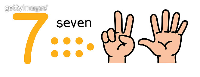 7, Kids hand showing the number seven hand sign. (1335013079) - 게티이미지뱅크