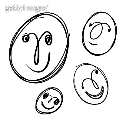Cartoon abstract smiling faces set. Hand-drawn portraits icons ...