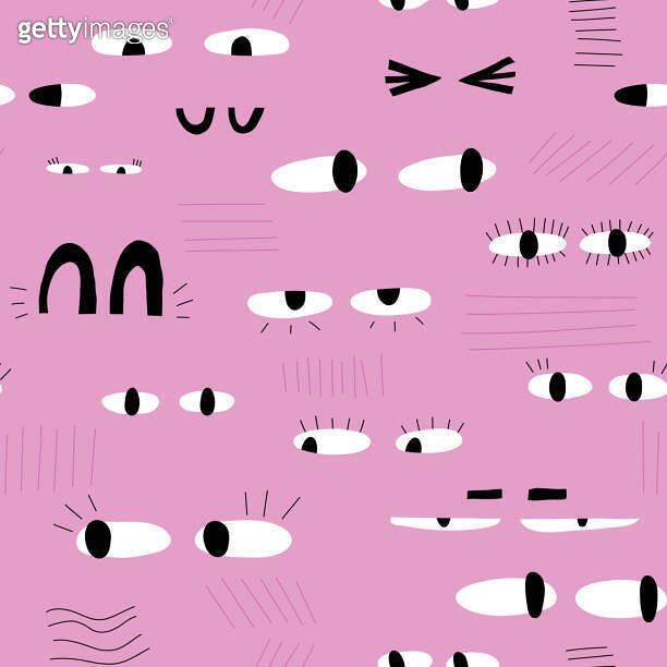 Cute doodle eyes seamless pattern for textile, fabric print, wrapping ...
