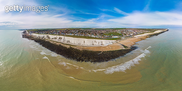 Areal drone panoramic photo of the Saltdean Beach, Brighton 이미지 ...