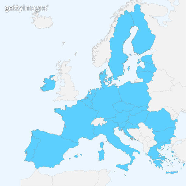 Detailed map of europe with borders of european union countries. (1333073600) 일러스트, 무료 일러스트 - 게티 ...