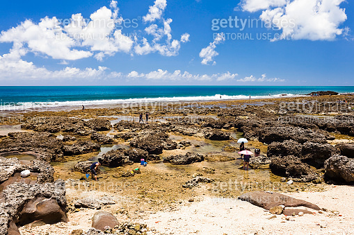 The coastal scenery of Wanlitong in Kenting National Park, Pingtung ...
