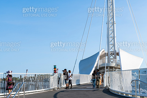 Tourists are visiting the scenery of the Great Harbor Bridge in ...