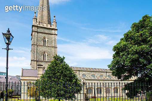 Derry, North Ireland. Aerial view of Derry Londonderry city center in ...