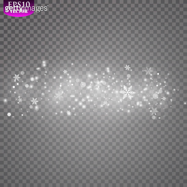 Glow effect. Vector illustration. Christmas dust flash. Snow is falling ...