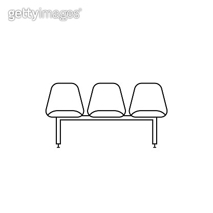 Waiting room icon. Black outline. Three empty chairs. Vector ...