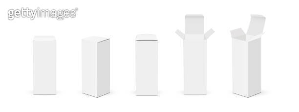 Set of Paper Rectangular Packaging Boxes with Opened and Closed Lid 이미지 (1350546807) - 게티이미지뱅크