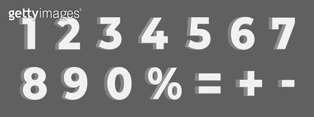 3D White Numbers with Percent, Plus, Minus, Equality 이미지 (1341316120 ...