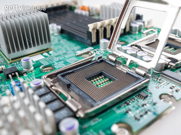 CPU connector on the circuit motherboard with pressure contacts for ...