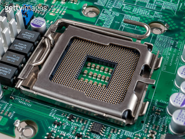 CPU connector on the circuit motherboard with pressure contacts for ...