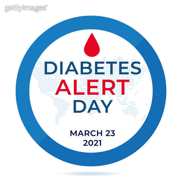 American Diabetes Alert Day banner or flyer with diabetes symbol - blue ...