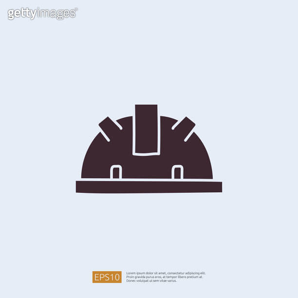 hardhat helmet. safety hat cap symbol. engineering related doodle icon ...
