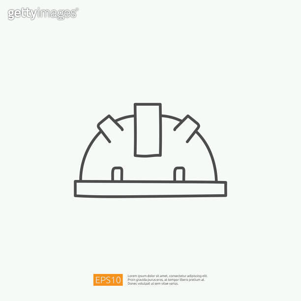 hardhat helmet. safety hat cap symbol. engineering related doodle icon ...