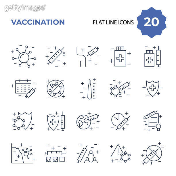Vaccination and immunization line icon set. Collection 이미지 (1337234209 ...