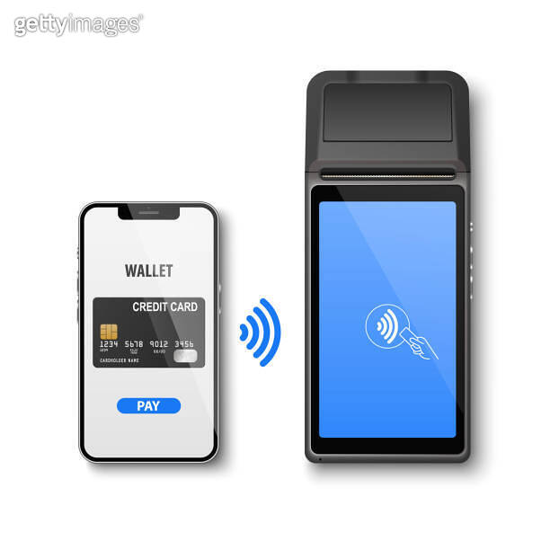 Vector Realistic 3d Payment Wi-Fi Machine, Smarthone. POS Terminal, Phone, Credit Card Isolated ...