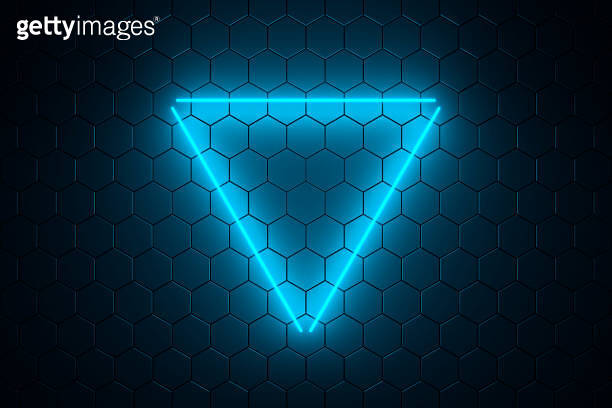 Modern empty abstract background illuminated by blue upside down ...