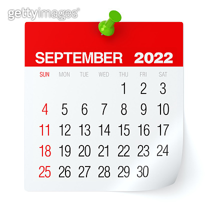September 2022 - Calendar. Isolated on White Background. 3D ...