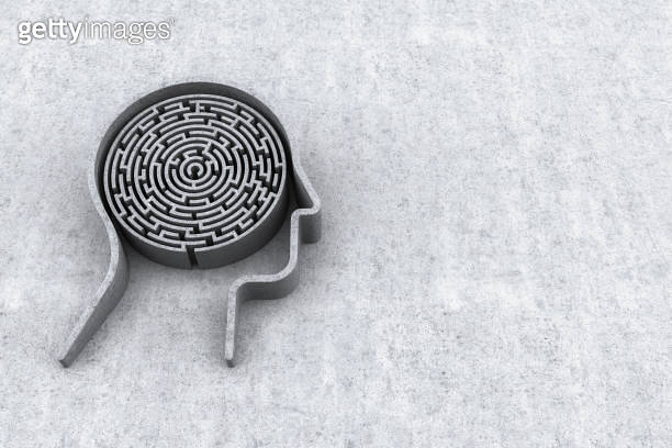 Human Head and Inside a Maze with Concrete Background. 3d Rendering 이미지 ...