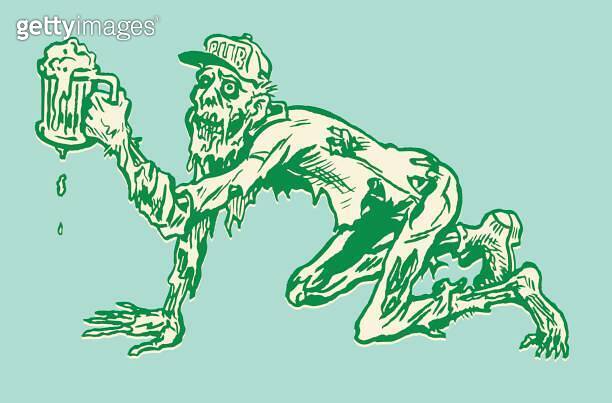 Crawling Zombie Drinking a Beer 이미지 (1328199054) - 게티이미지뱅크