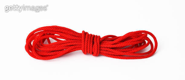 Isolated shot of red rope on white background 이미지 (1305414410) - 게티이미지뱅크