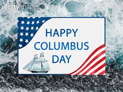 Happy Columbus Day. Beautiful greeting card. Close-up (1335895553) 일러스트 ...