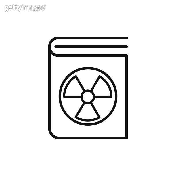 Book with radiation sign, flat design style. Isolated on white ...