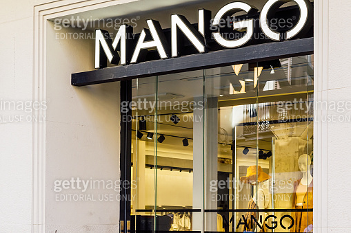 Logo and facade of Mango, a Spanish multinational dedicated 이미지 ...