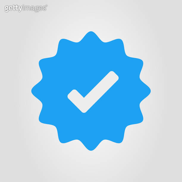 Blue verified account icon. Approved profile sign. Tick in rounded ...