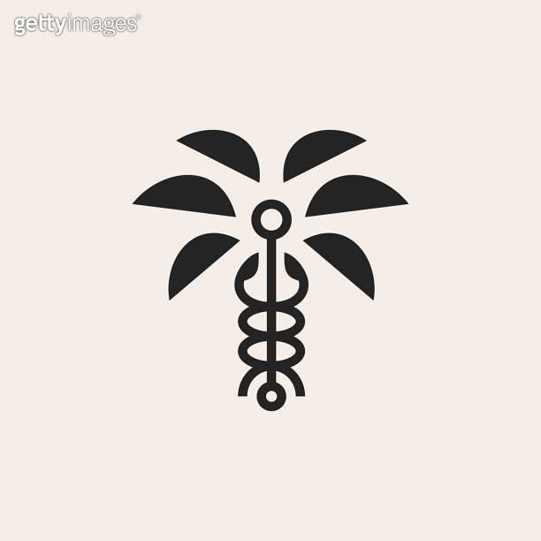 caduceus palm tree medical pharmacy hipster vintage vector icon ...