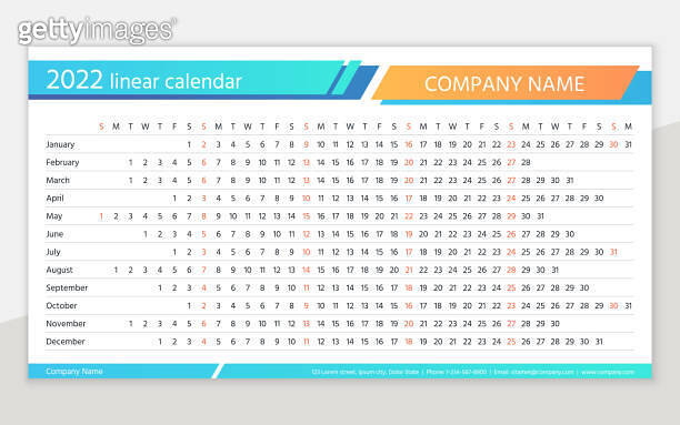 2022 calendar grid. Linear planner template. Vector illustration. 이미지 ...