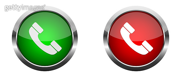 Accept and decline call. Phone call glossy buttons. Vector illustration ...