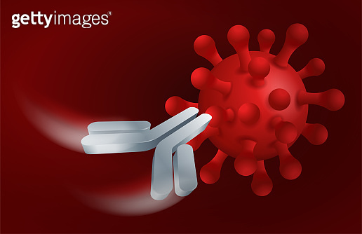 Antibody action destroys virus 이미지 (1307886435) - 게티이미지뱅크
