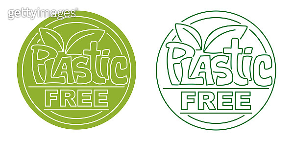 Plastic free Zero waste sticker in flat style 이미지 (1345972518) - 게티이미지뱅크