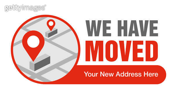 We Have Moved - sticker for relocated address 이미지 (1359819748) - 게티이미지뱅크