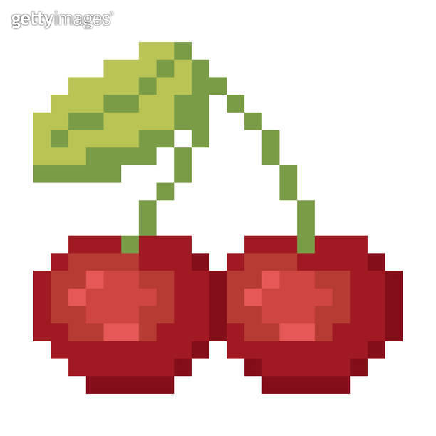 Pixel art red cherry icon. 이미지 (1345329795) - 게티이미지뱅크
