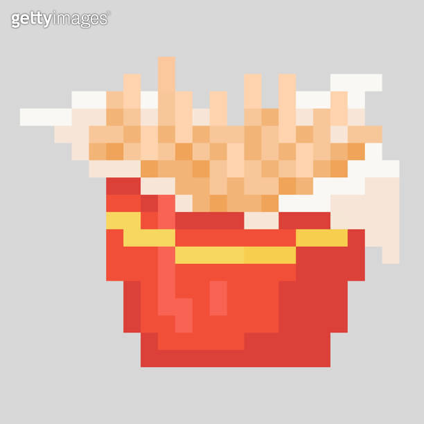 Pixel art french fries icon. 이미지 (1345452984) - 게티이미지뱅크