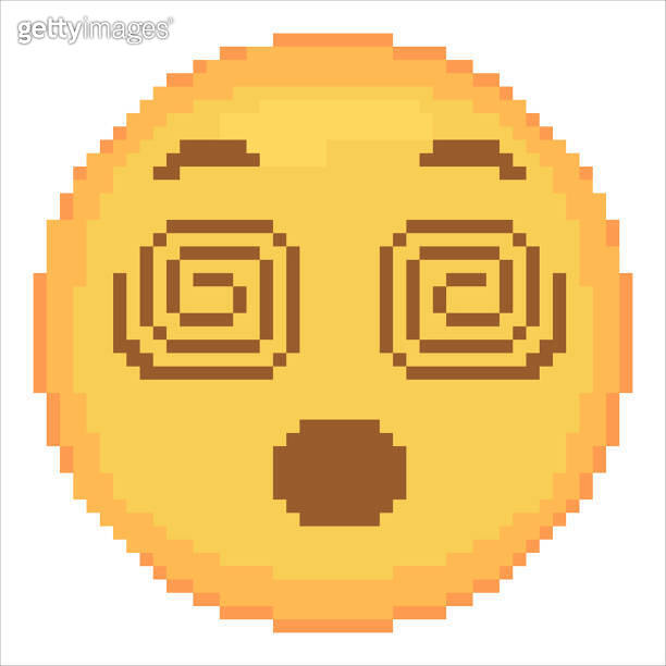 Pixel art Dizzy Emoji face icon. (1344907711) 일러스트, 무료 일러스트 - 게티이미지뱅크