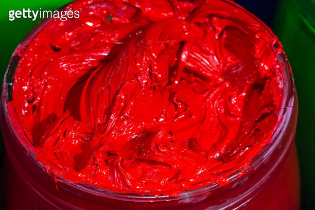 close up red color of ink for print tee shirt. 이미지 (1319469178) - 게티이미지뱅크