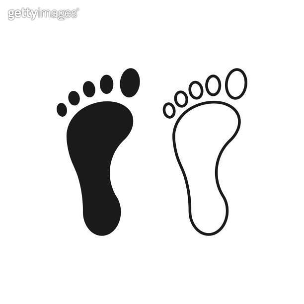 Footprint vector icon. Bare human foot print symbol. Pace imprint sign ...