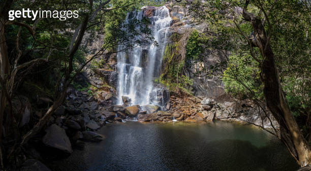 Trevethan Falls is a remote idylicfreswater waterfall with a rock pool ...