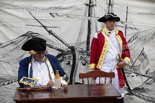 an actor playing captain james Cook at The 250th anniversay of ...
