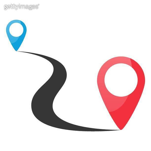 Route location with pin pointer. Template design for cartography ...
