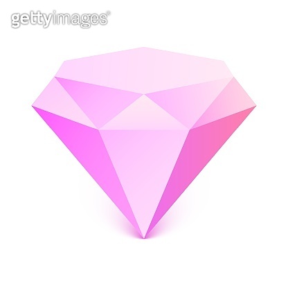 Pink diamond with shadow. Diamond stone isolated on white background ...