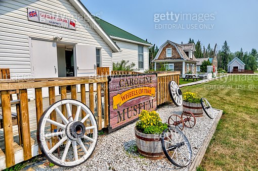 Entrance to the Wheels of Time Museum in Caroline Alberta 이미지 ...