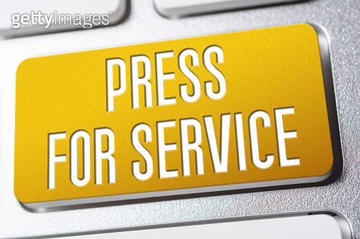 Orange Press For Service Button On A Keyboard, Need Help Concept 이미지 ...