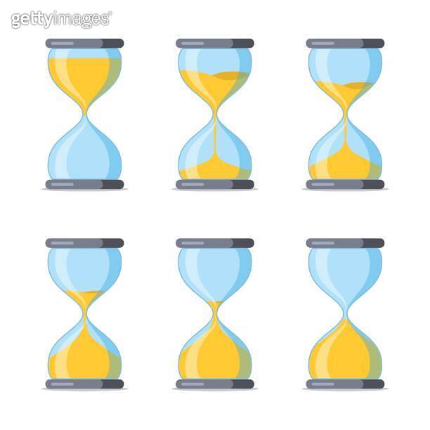 Set of hourglass. Sandglass cartoon icons with animation frames ...
