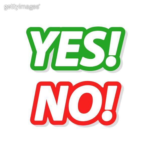 Yes No Text. . Vector Illustration (1323459128) 일러스트, 무료 일러스트 - 게티이미지뱅크