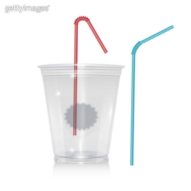 Clear plastic cup with sphere dome cap and tube, Realistic transparent ...